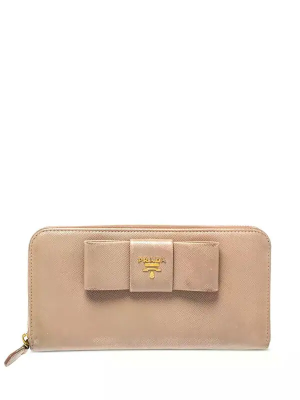 Prada 2024 Bow Leather Wallet - Neutrals