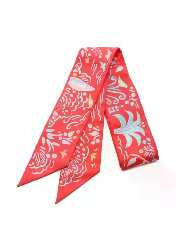 Hermès 2021 Isola Primavera Ribbon Silk Scarf - Red