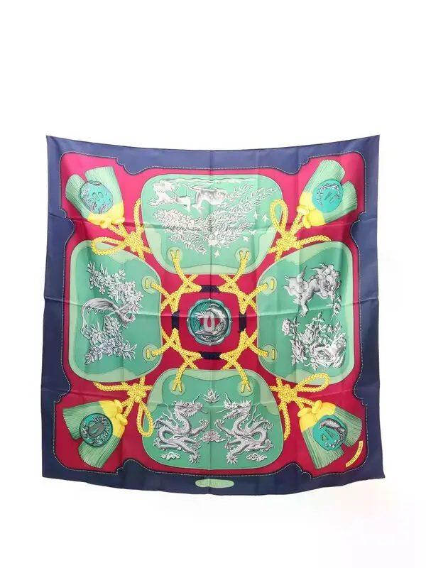 Hermès 2000s Tsubas 90 Silk Scarf - Green