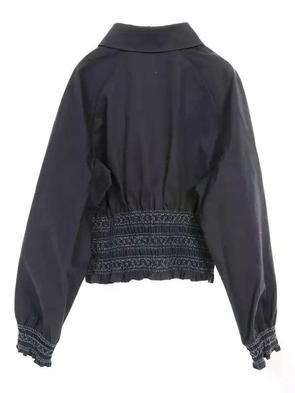 Hermès Smocked Embroidered Blouse