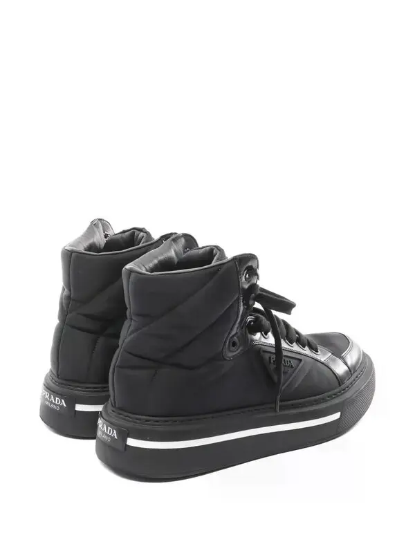 Prada Re-nylon Quilted High-top Leather Sneakers