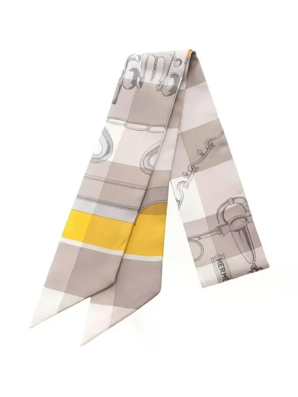 Hermès 2010 Mors Et Gourmettes Ribbon Scarf - Neutrals