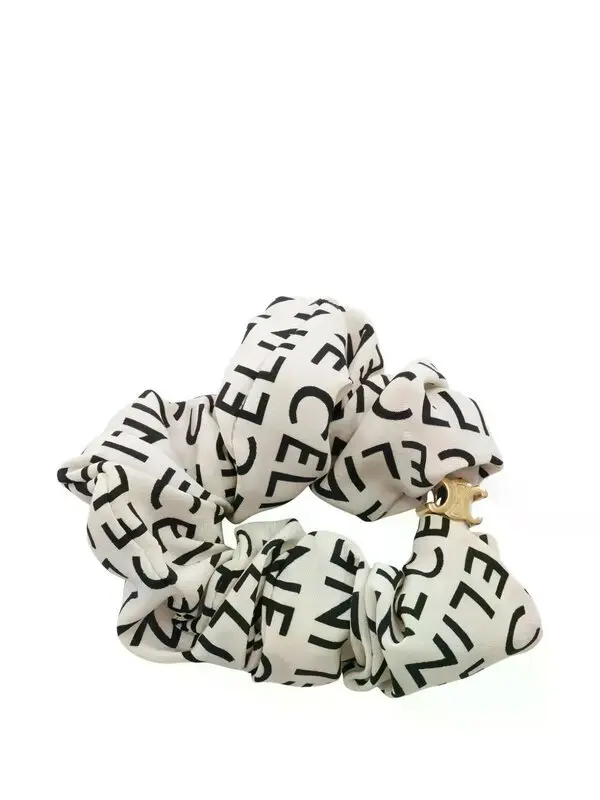 Celine Triomphe Logo-print Scrunchie - Neutrals