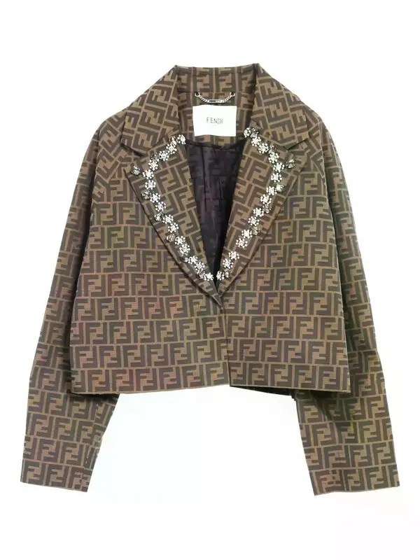 Fendi Zucca-pattern Crystal-embellished Jacket