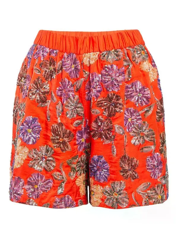 Maje Izul Sequin-embellished Floral Shorts