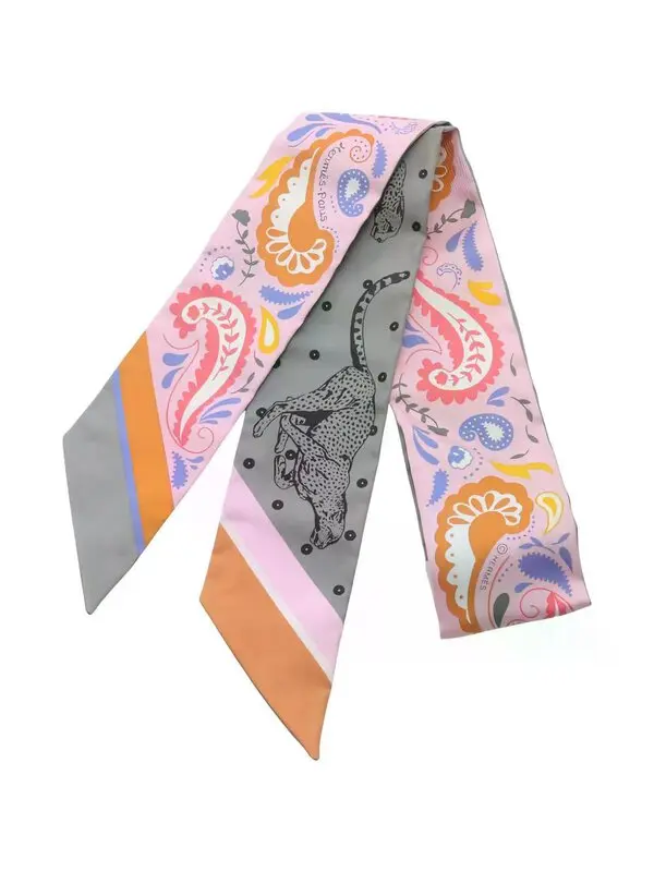 Hermès 2020 Bandana Ribbon Guepards Scarf - Pink