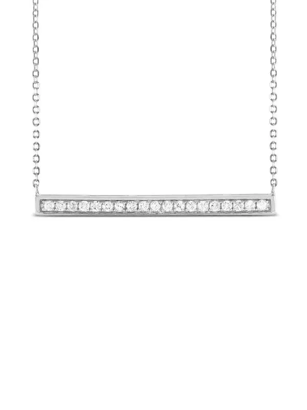 LB EXCLUSIVE 14k White Gold Diamond Bar Necklace - Silver