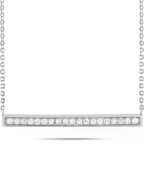 LB EXCLUSIVE 14k White Gold Diamond Bar Necklace