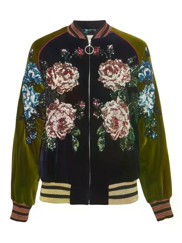 Gucci Sequin-embellished Floral Bomber Jacket