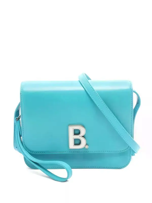 Balenciaga B-logo Leather Shoulder Bag - Blue