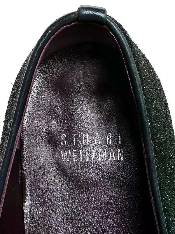 STUART WEITZMAN Glittered Leather Loafers