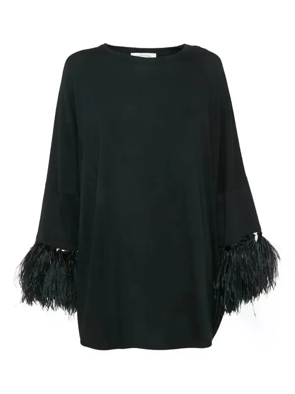 Valentino Garavani Feather-detail Cotton Top