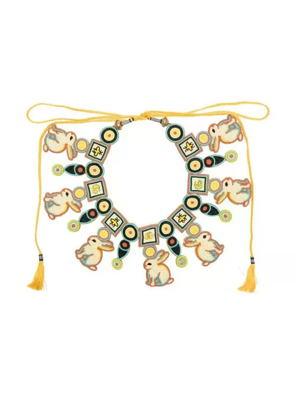 Gucci 2020s Rabbit-motif Beaded Necklace - Gold