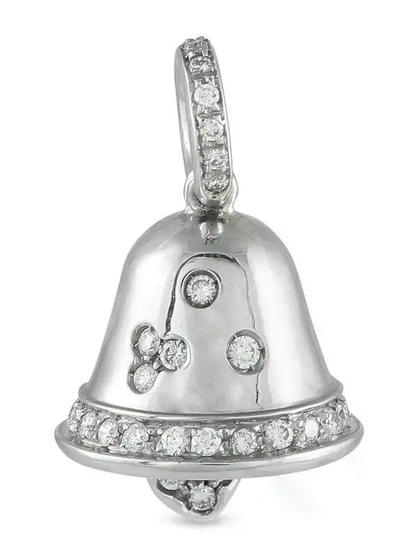 AARON BASHA 18k Gold Diamond Bell Pendant - White