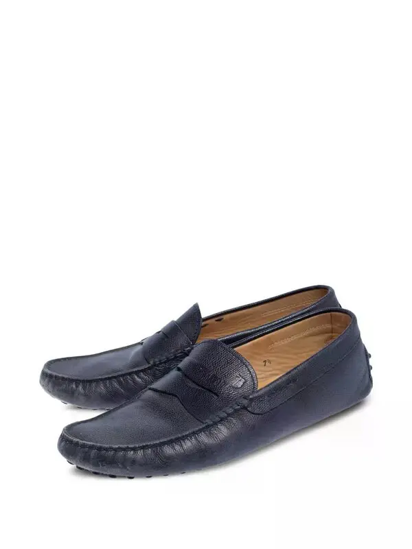 TOD'S Textured-leather Loafers - Blue