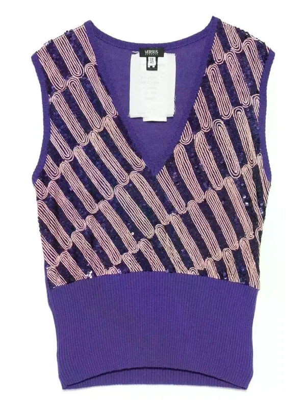 Versace 2000s Sequin-embellished Vest - Purple
