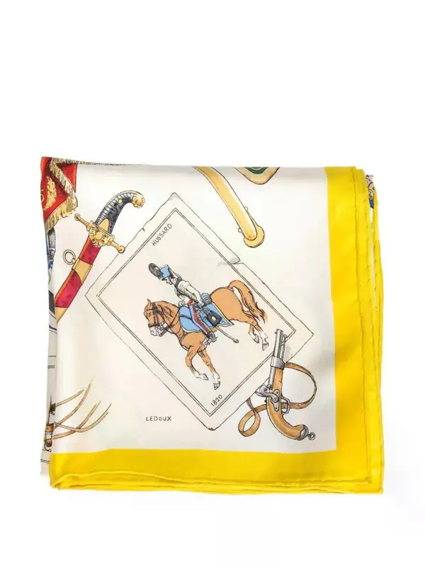 Hermès 1970s Cavalerie Française Silk Scarf - Yellow