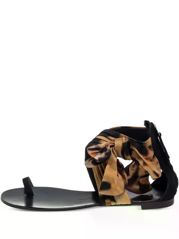 GIUSEPPE ZANOTTI Leopard-print Knotted Flat Sandals