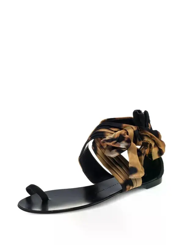 GIUSEPPE ZANOTTI Leopard-print Knotted Flat Sandals
