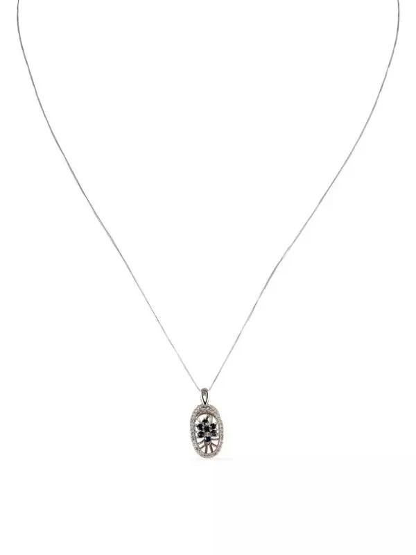 LB EXCLUSIVE 14k White Gold Diamond And Sapphire Necklace