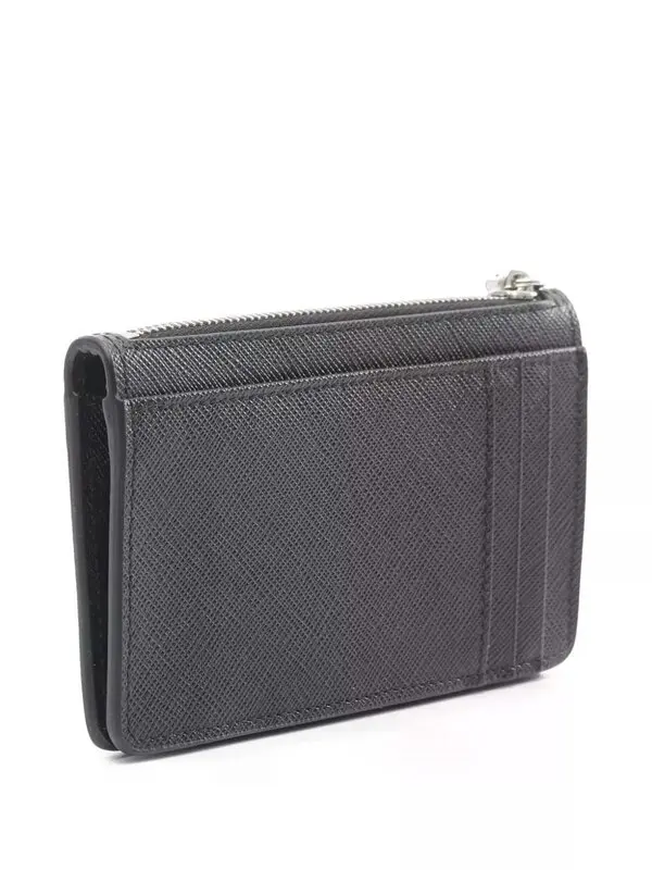 Prada 2013-2025 Saffiano Triangle Logo Coin Pouch - Black