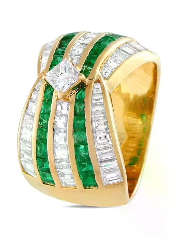 LB EXCLUSIVE 18k Yellow Diamond And Emerald Band Ring - Gold
