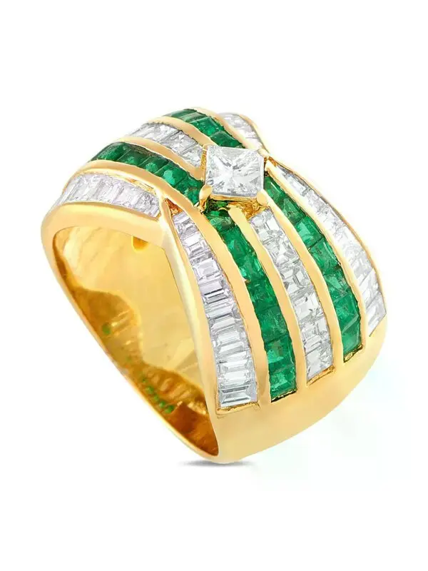 LB EXCLUSIVE 18k Yellow Diamond And Emerald Band Ring