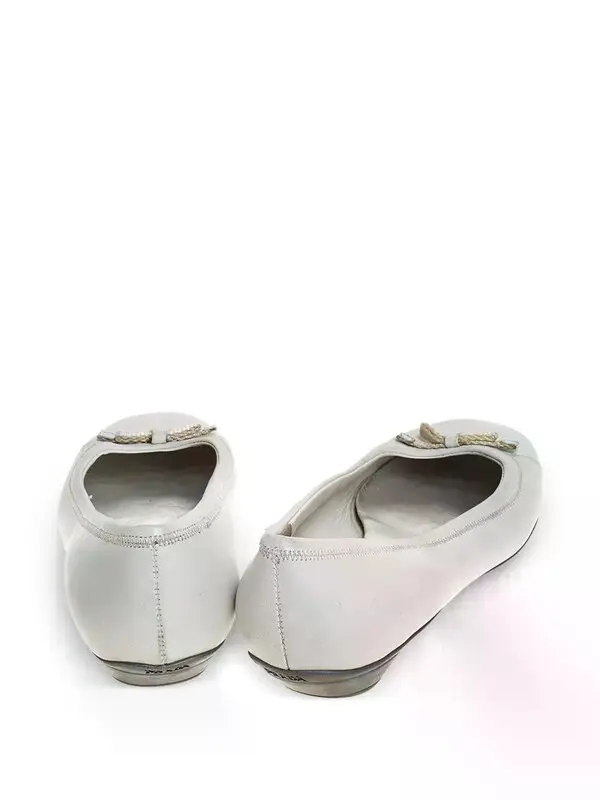 Prada Bow-detail Leather Ballet Flats