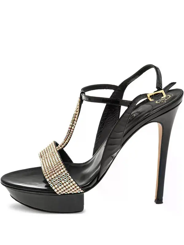 GINA 135mm Rhinestone-embellished Sandals - Black