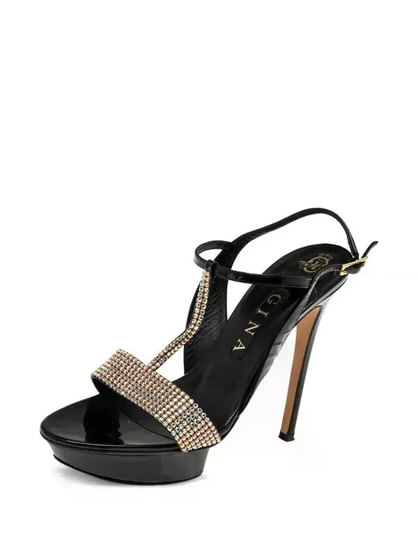 GINA 135mm Rhinestone-embellished Sandals - Black