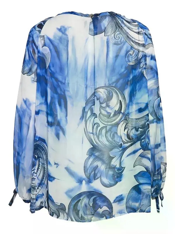Versace Barocco-print Lace-up Blouse