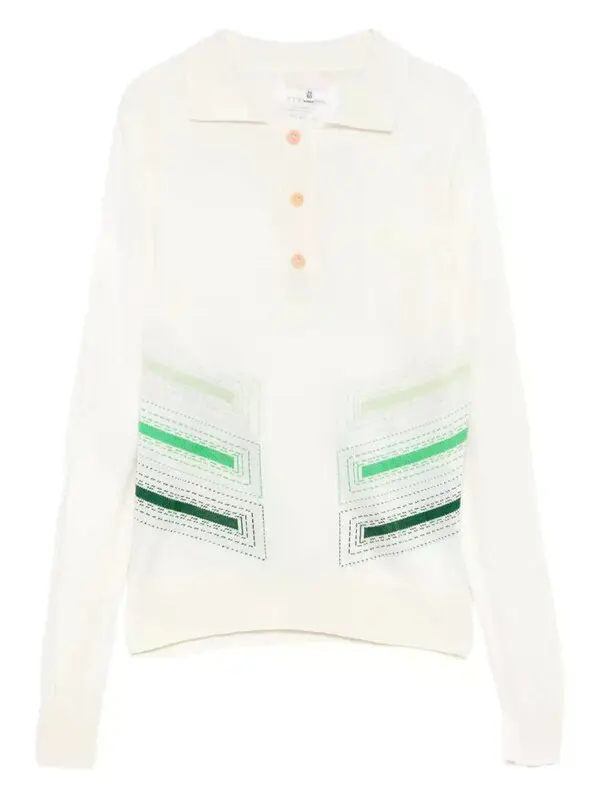 Versace 2001 Geometric-embroidery Polo Shirt - White
