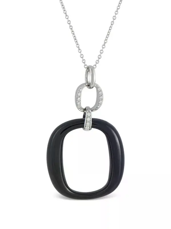 DAMIANI 18k White Gold Diamond And Onyx Necklace - Silver
