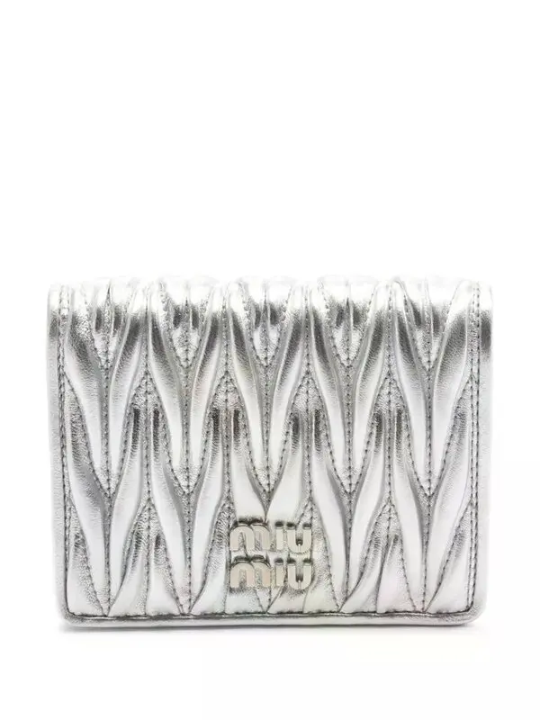 Miu Miu 2010-2025 Metallic Matelasse Wallet Small Wallets - Silver