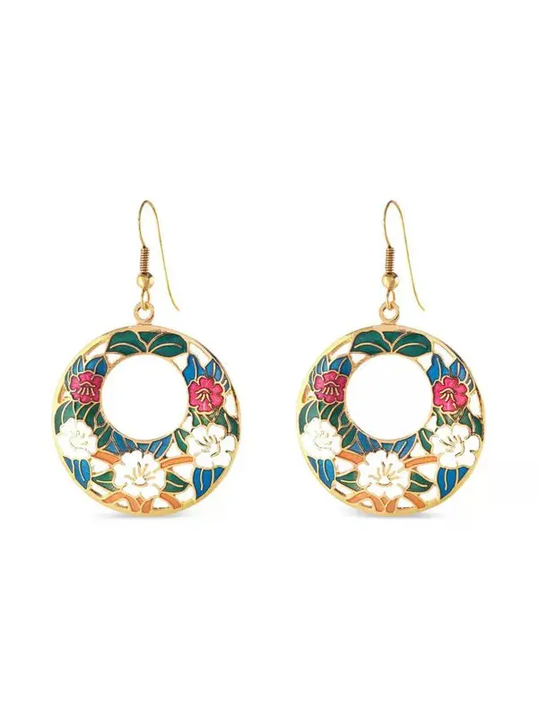 SUSAN CAPLAN 1980s Floral-embellished Earrings - Gold