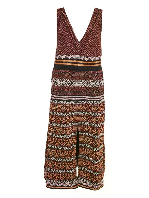 Missoni Knit Pattern Midi Dress - Brown