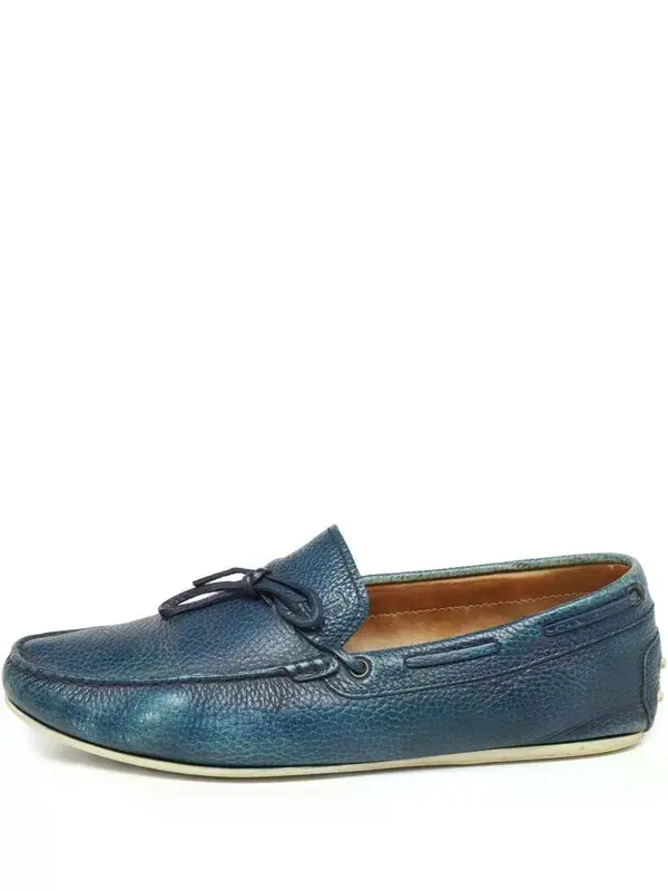 TOD'S Grained-leather Boat Shoes - Blue