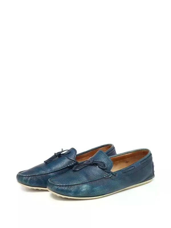 TOD'S Grained-leather Boat Shoes - Blue