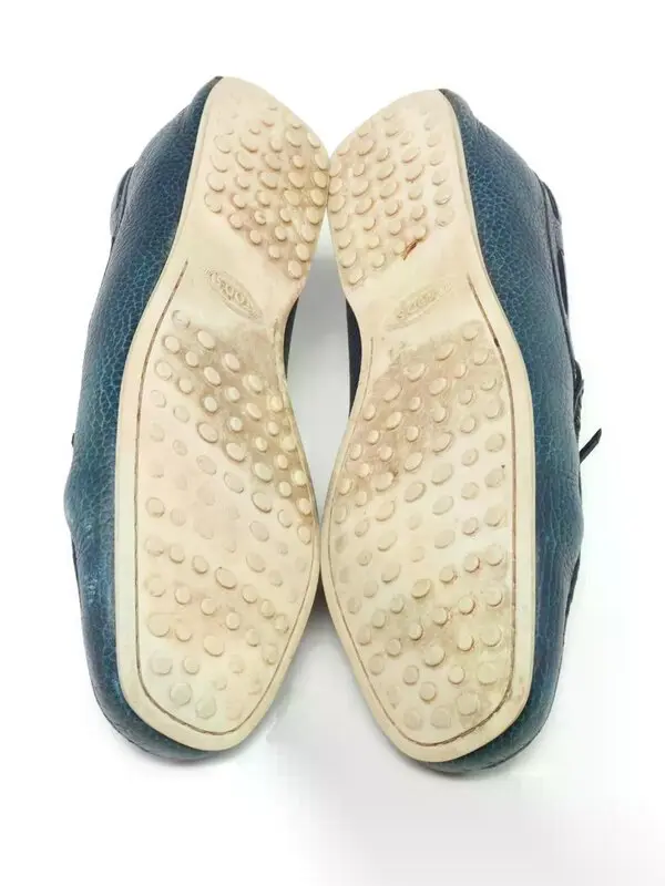 TOD'S Grained-leather Boat Shoes - Blue