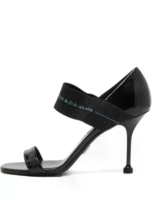 Prada 95mm Patent Leather Elastic-strap Sandals