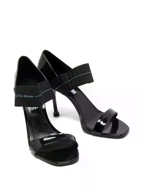 Prada 95mm Patent Leather Elastic-strap Sandals