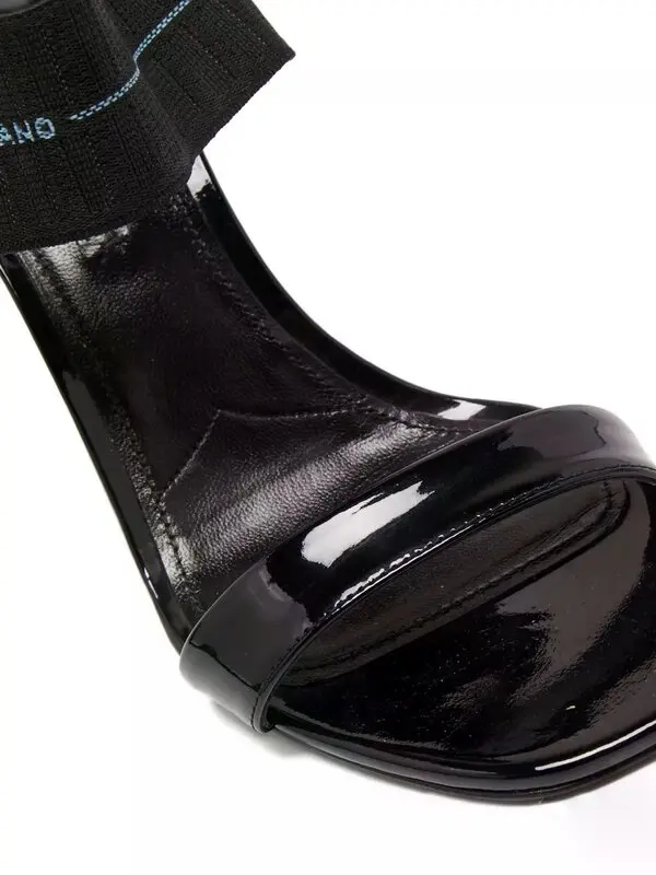 Prada 95mm Patent Leather Elastic-strap Sandals