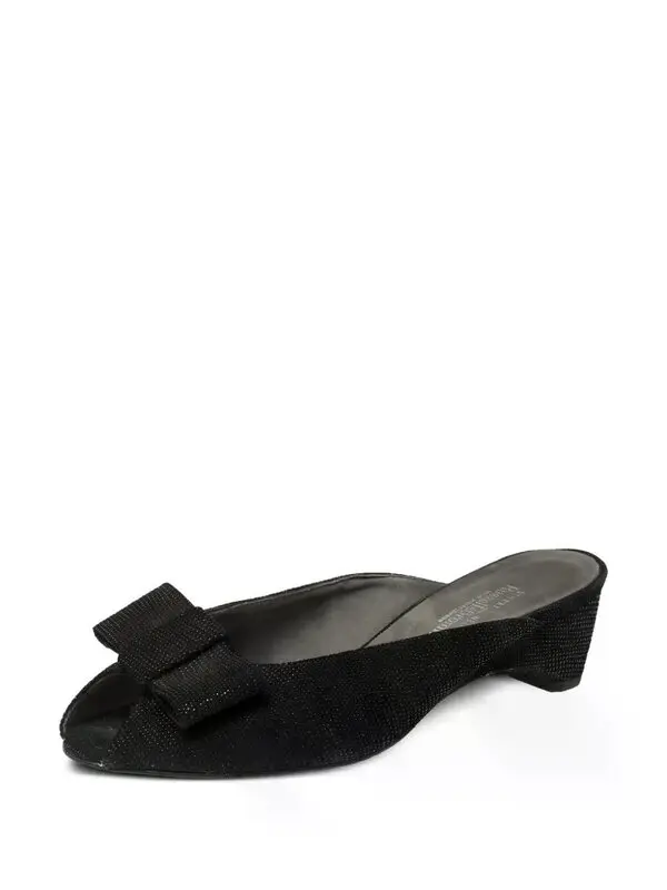 STUART WEITZMAN Bow Block-heel Slides - Black