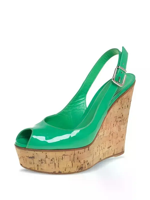 GIANVITO ROSSI Patent Leather Wedge Sandals