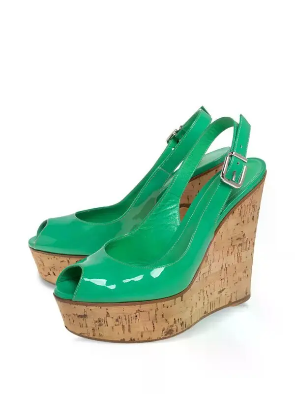 GIANVITO ROSSI Patent Leather Wedge Sandals