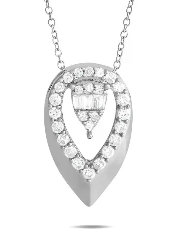 LB EXCLUSIVE 14k White Gold Diamond Teardrop Necklace - Silver
