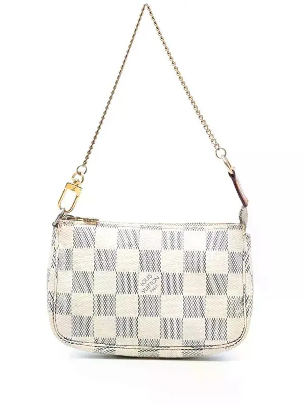 LOUIS VUITTON Damier Azur Mini Pochette Accessoires Handbag - White
