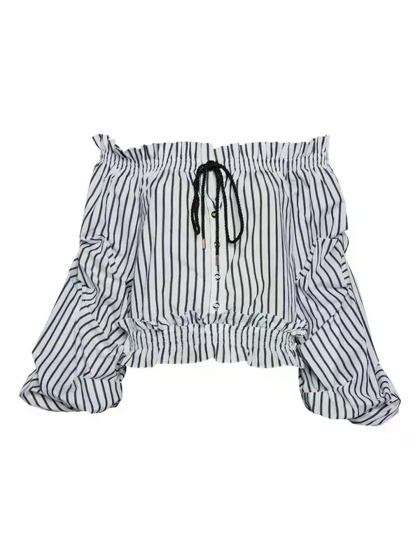 Caroline Constas Striped Ruffle Top