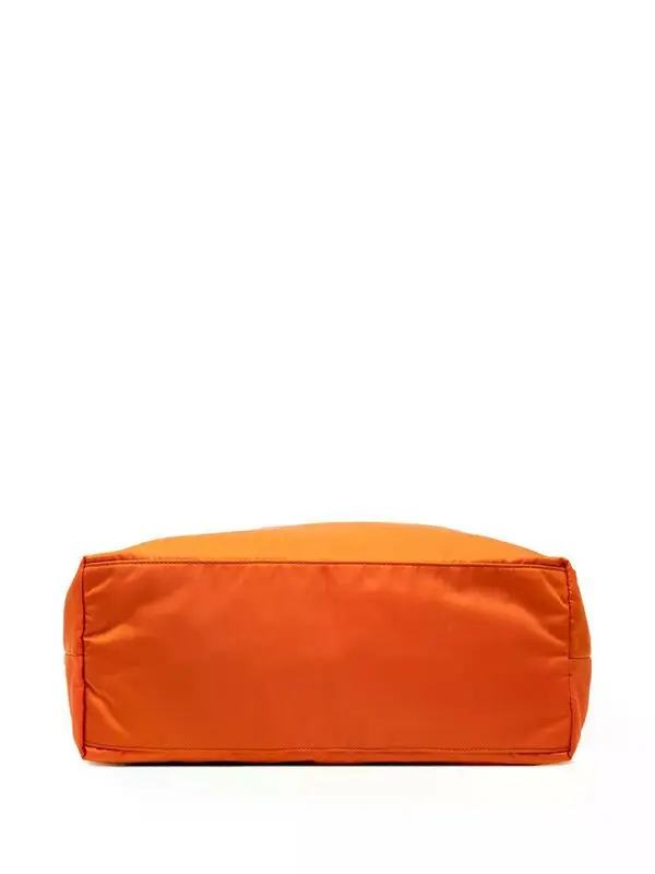 Prada Saffiano Trimmed Tessuto Open Convertible Tote Satchel - Orange