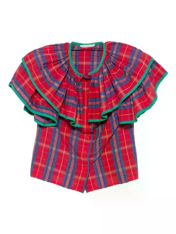 LANVIN 1980s Ruffled Checked Shirt